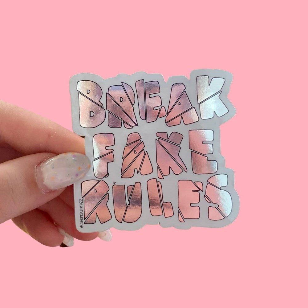 Break Fake Rules Mirror Sticker – Hands