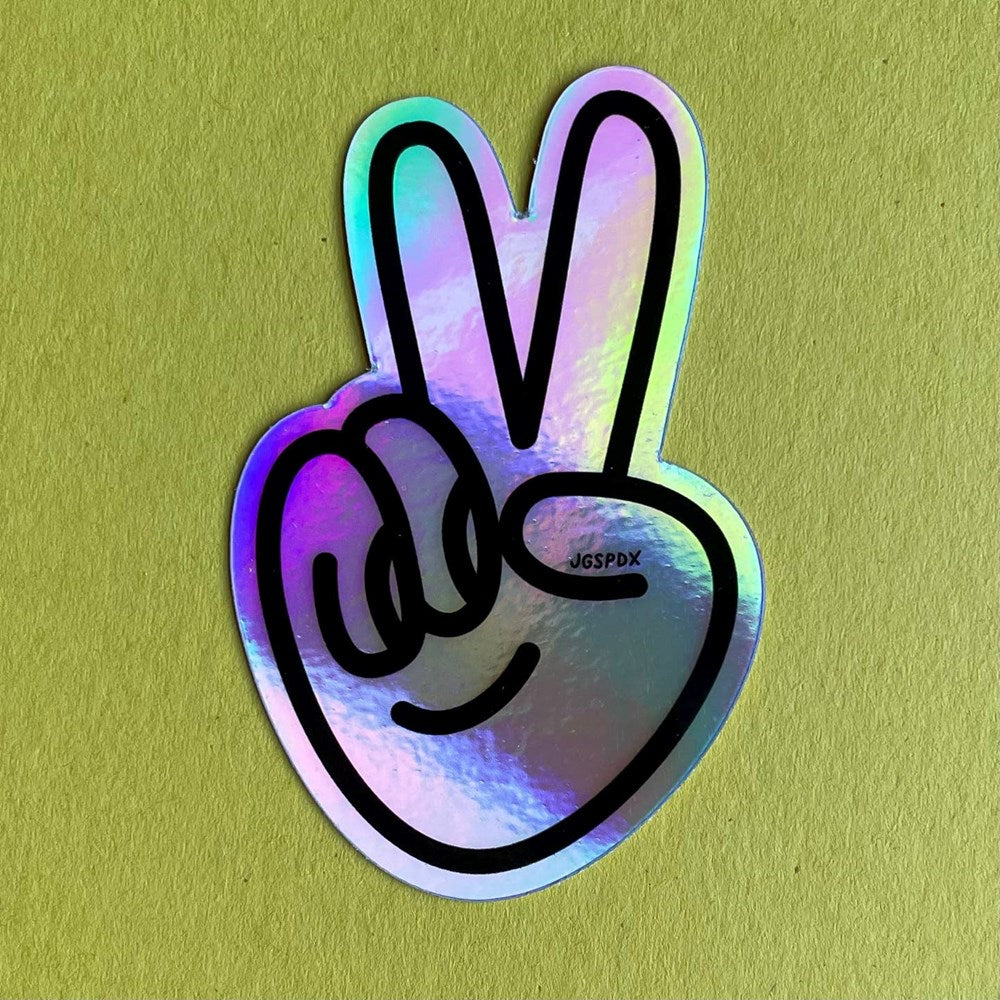 Holographic Peace Face Sticker – Hands