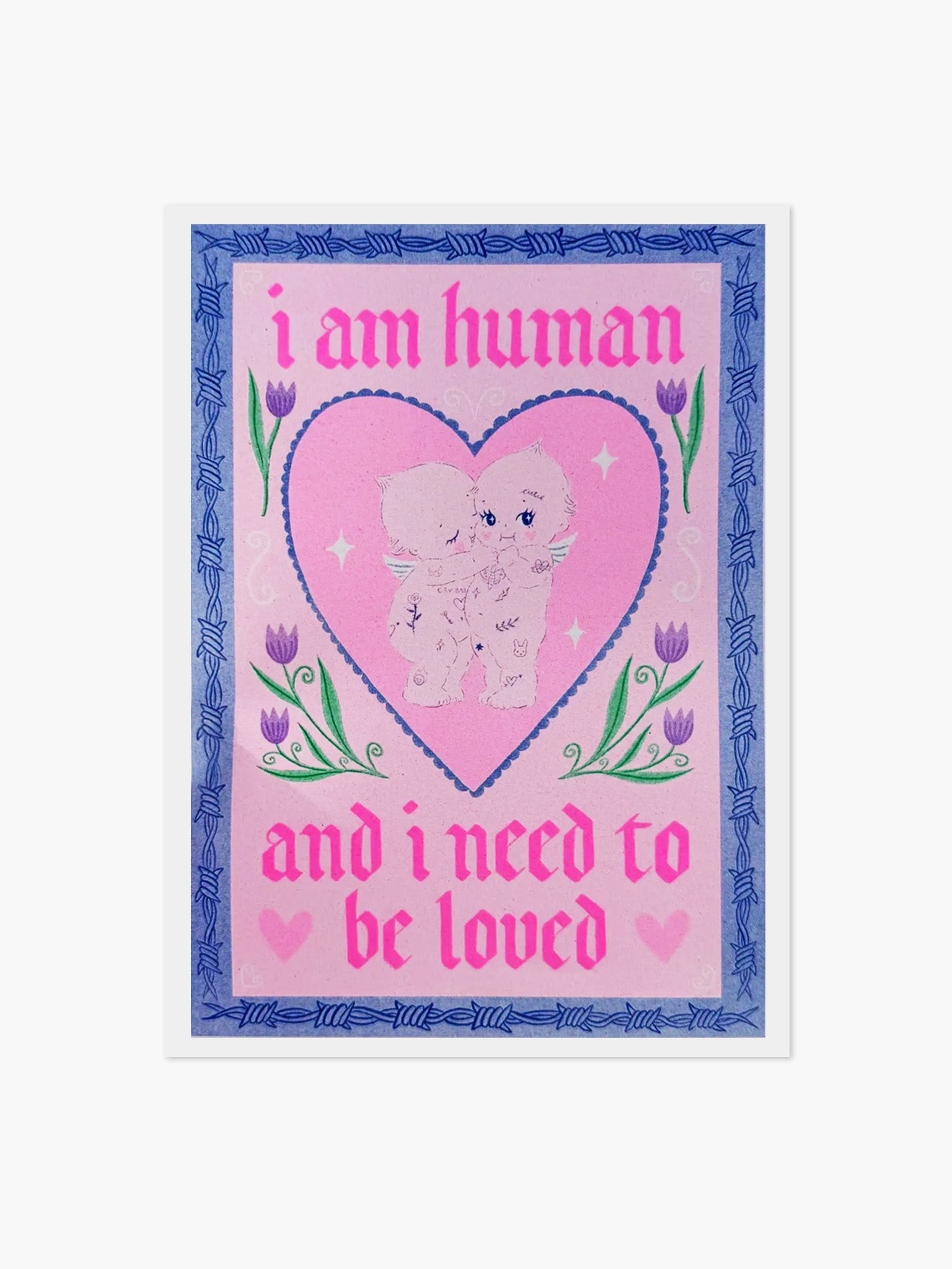 I am Human Kewpies by Amy Hastings - Risograph Print (A4) – Hands